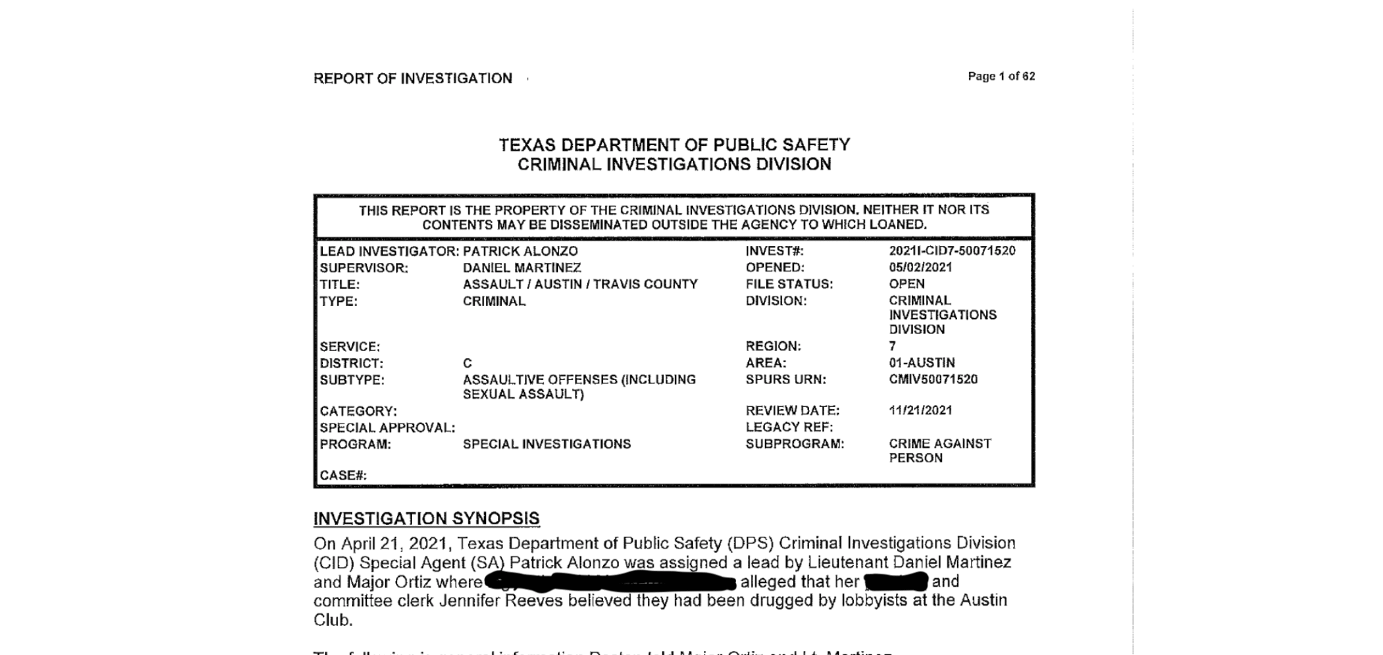DPS Report Reveals Staffer in Landgraf’s Office Made False Accusations ...